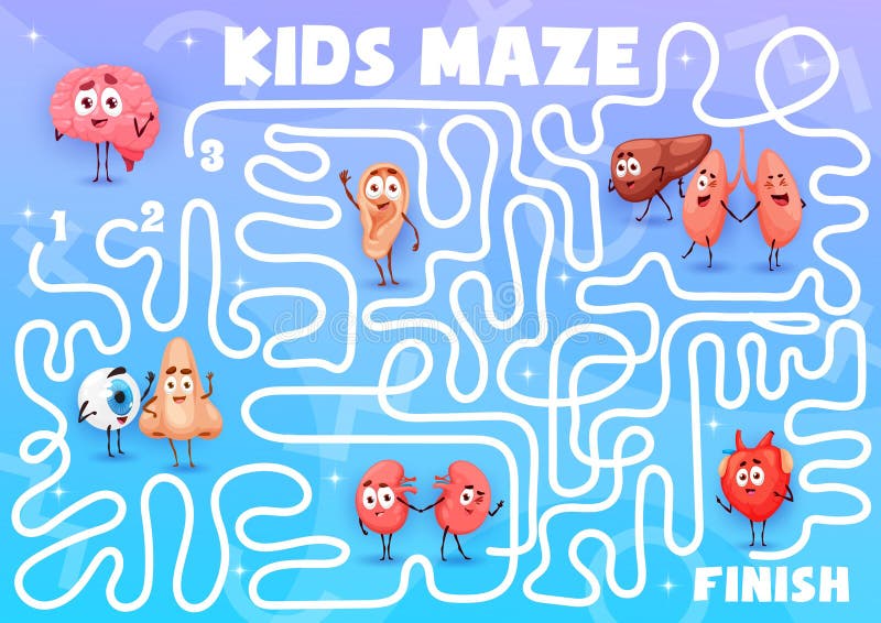 Labyrinth Maze and Cartoon Human Organ Characters Stock Vector ... Labyrinth Maze and Cartoon Human Organ Characters Stock Vector ...