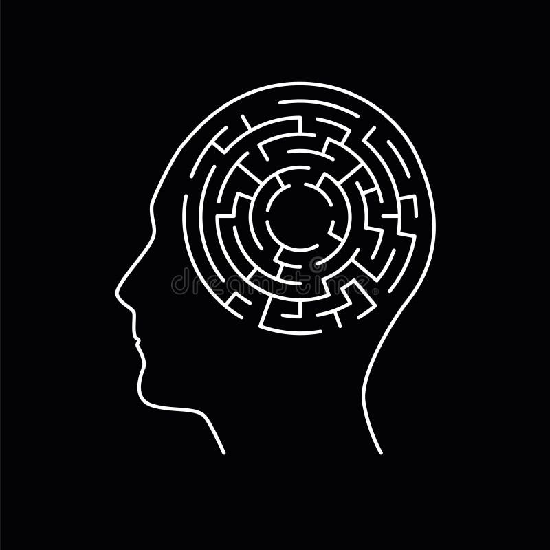 Maze in head concept stock vector. Illustration of intellect - 30233523