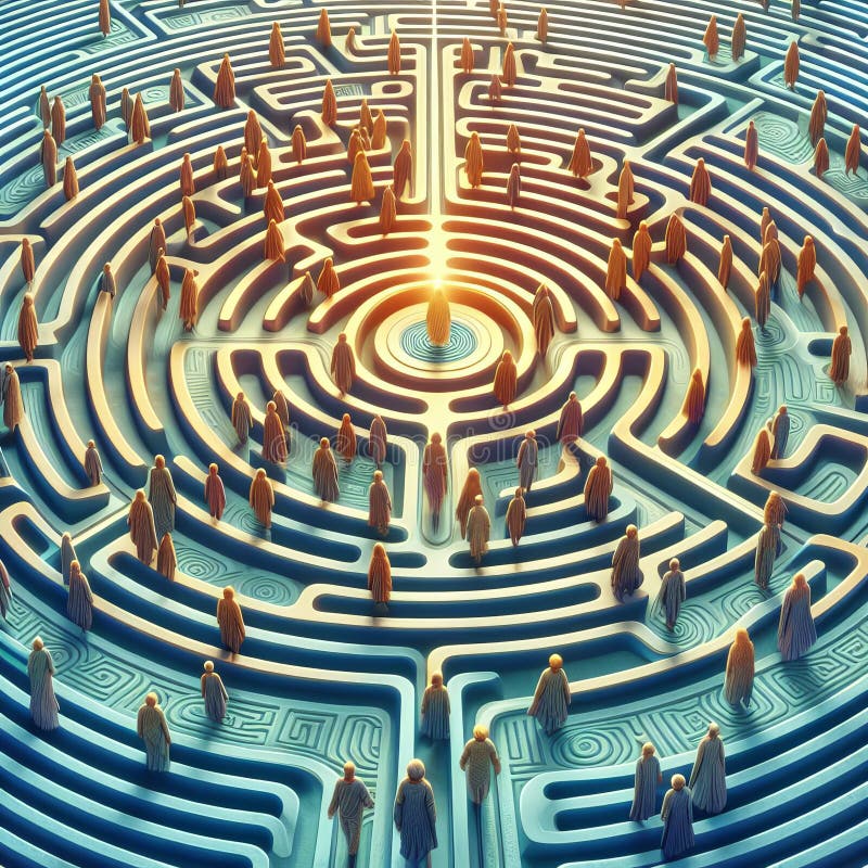 171 123. Labyrinth Mindfulness Meditation Circle - Group Mediat Stock ...