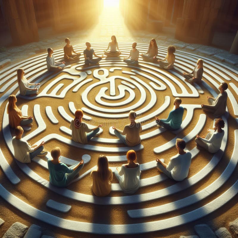 178 123. Labyrinth Mindfulness Meditation Circle - Group Mediat Stock ...