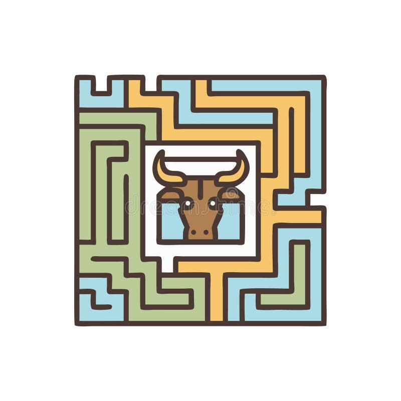 Labyrinth Minotaur Greek Mythology Stock Illustration - Illustration of ...