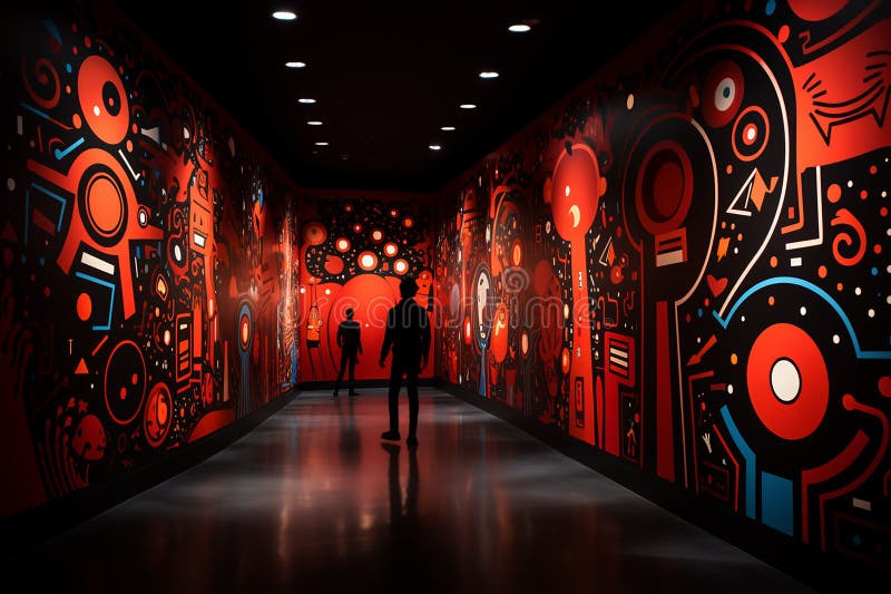 Labyrinth in Red Tones with Ethnic Patterns Stock Illustration ...