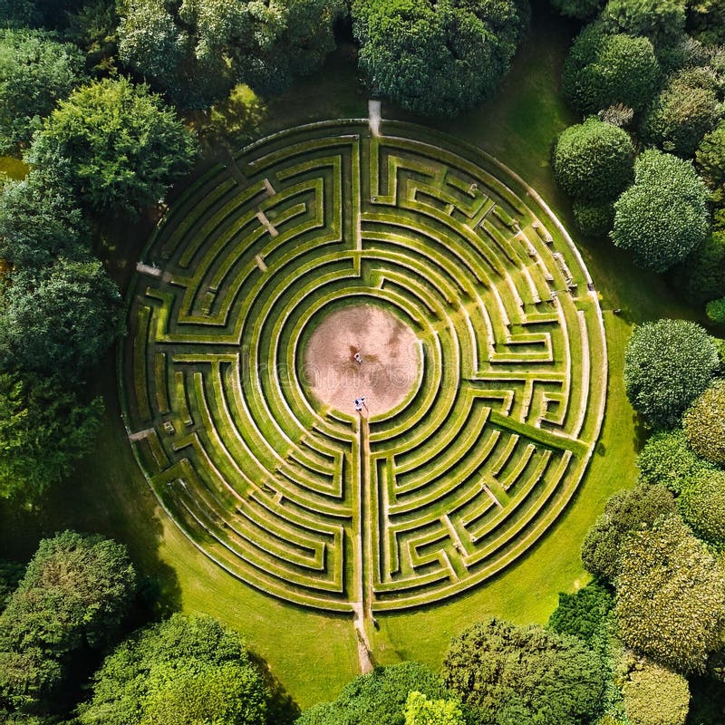 Labyrinth-shaped Garden Seen from Above Stock Image - Image of ...