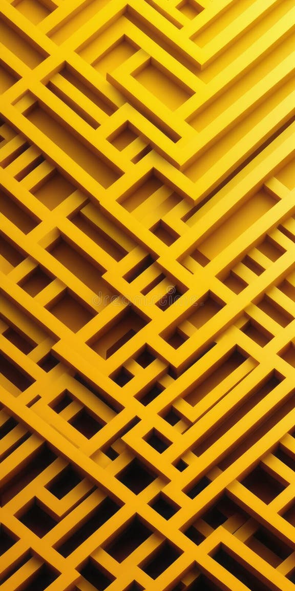 Labyrinth Shapes in Yellow stock photo. Image of generated - 306475558