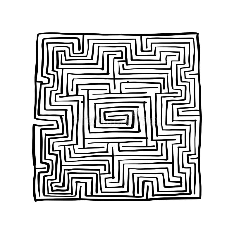 Labyrinth Square, Sketch for Your Design Stock Vector - Illustration of ...