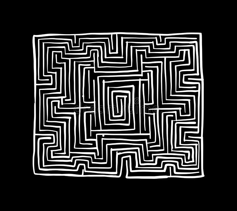 Labyrinth Square, Sketch for Your Design Stock Vector - Illustration of ...