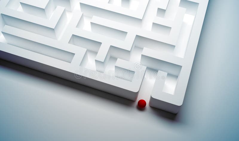 Labyrinth Start Point 3d Render with Red Ball Stock Illustration ...