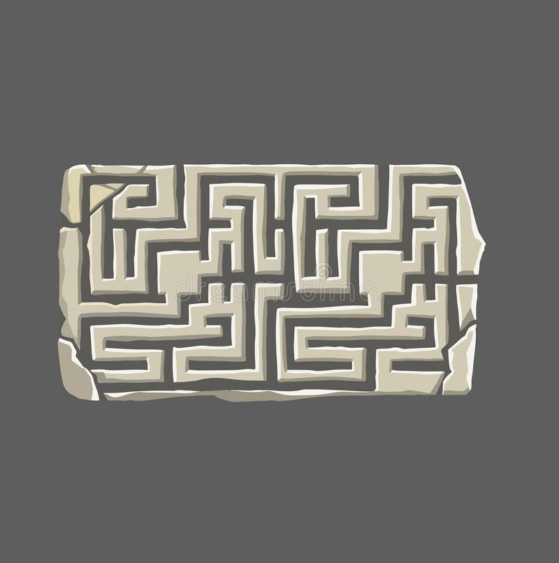 Labyrinth Stone Sign Template. Game Symbol Stock Vector - Illustration ...