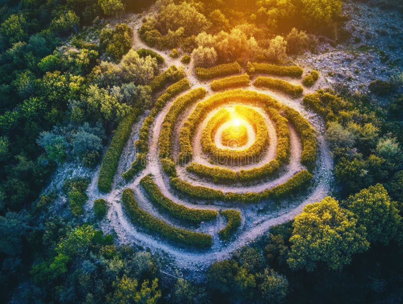 Morning Light at Archaeological Labyrinth Stock Image - Image of stone ...