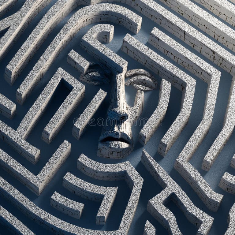 Labyrinth Top-down View with Hidden Human Face Shape Formed by ...