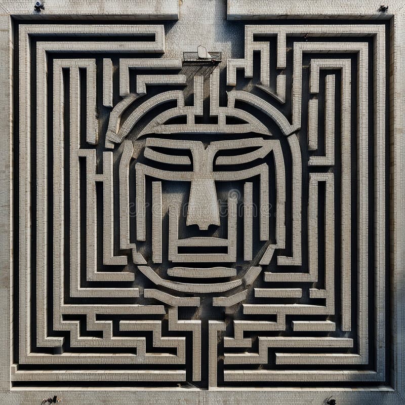 Labyrinth Top-down View with Hidden Human Face Shape Formed by ...