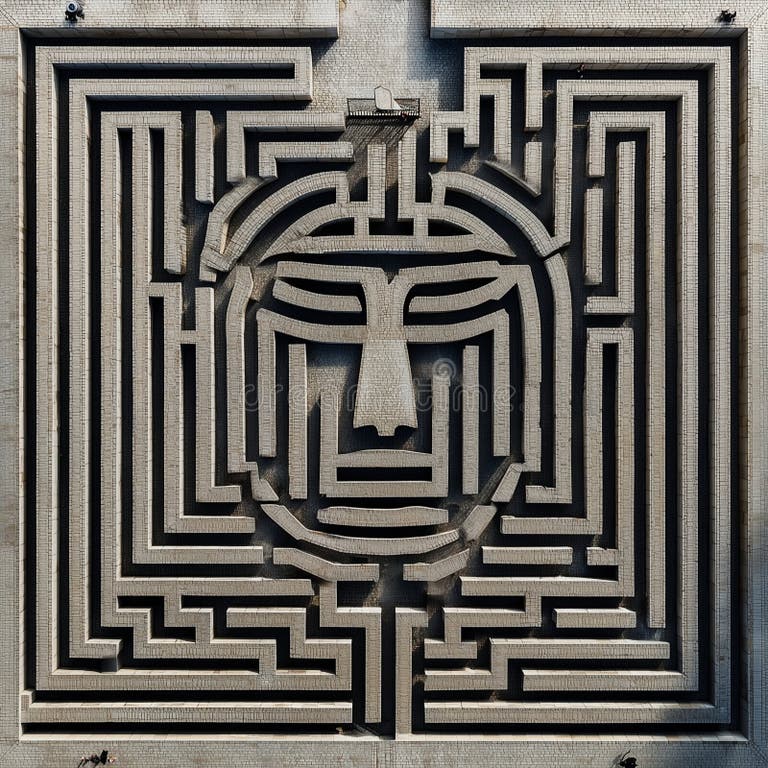 Labyrinth Top-down View with Hidden Human Face Shape Formed by ...