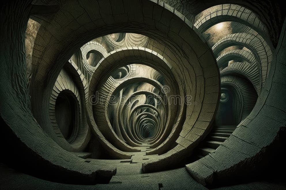A Labyrinth of Twisted Tunnels in an Underground World. Generative AI ...