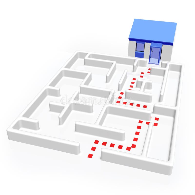 Labyrinth und Haus stock abbildung. Illustration von finden - 2337756