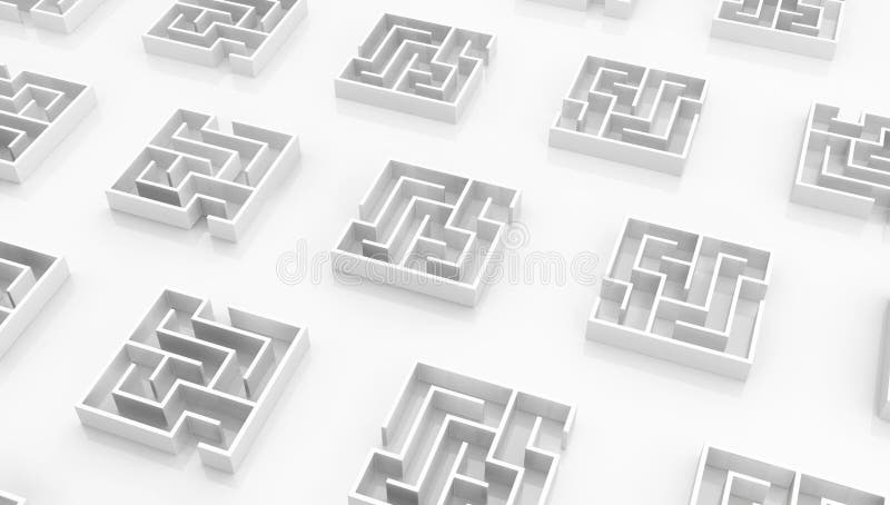 Labyrinth White Small Squares Stock Illustration - Illustration of ...