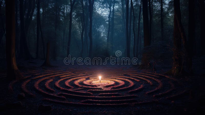 A labyrinth in the woods stock photo. Image of nature - 295032034
