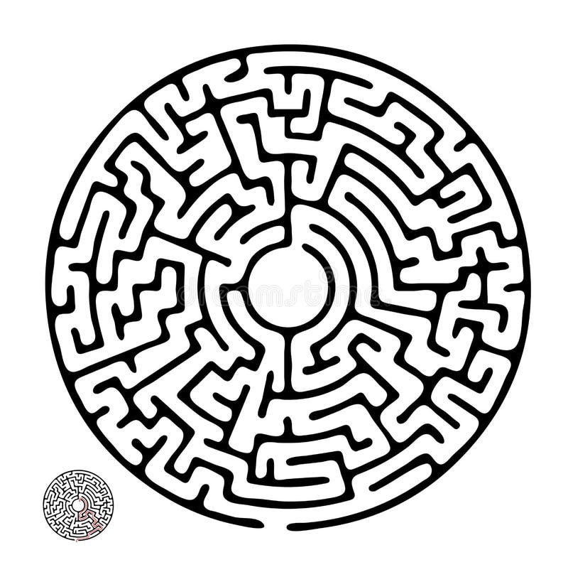 Labyrinthe Rond De Vecteur Noir Illustration de Vecteur - Illustration ...