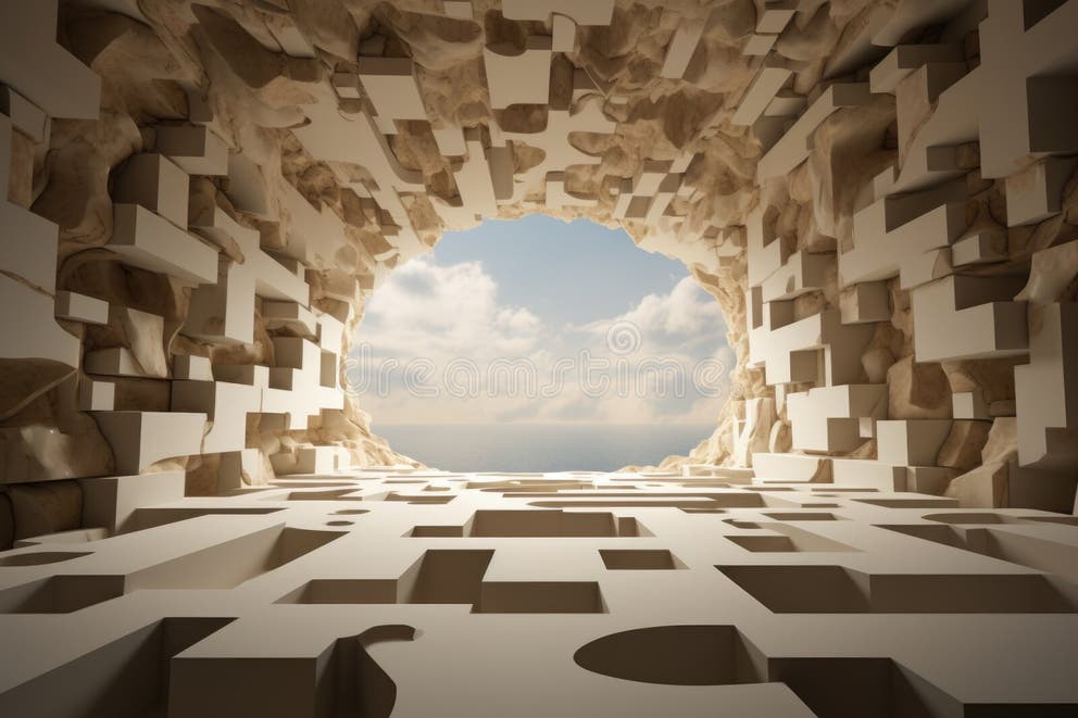 A Labyrinthine Structure with a Clear Blue Sky in the Background Stock ...