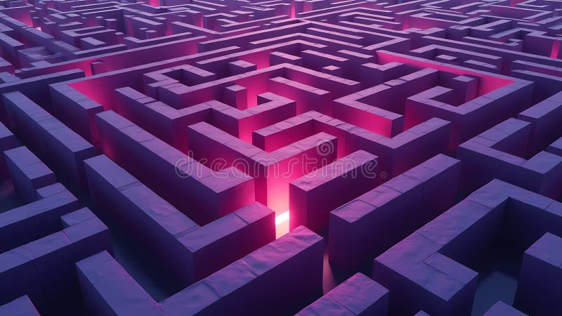 Labyrinthine Structure of Prisms in Purple Hues Stock Illustration ...