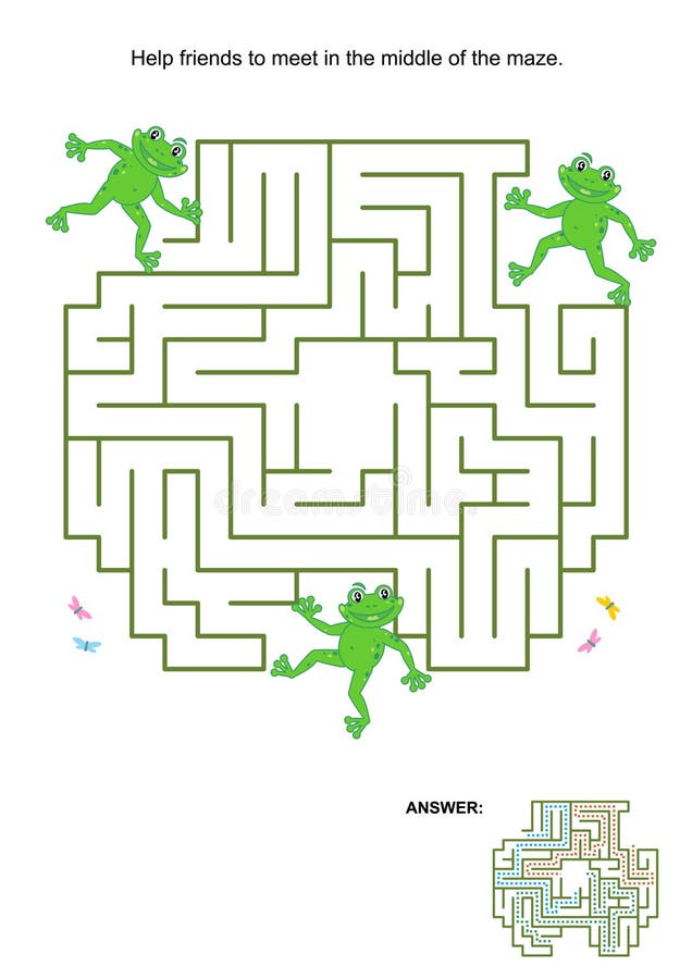 Labyrintspel Voor Jonge Geitjes - Kikkers Vector Illustratie ...