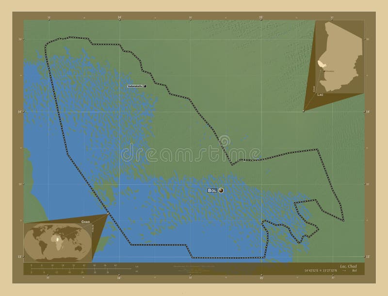 Lac, Chad. Physical. Labelled Points of Cities Stock Illustration ...