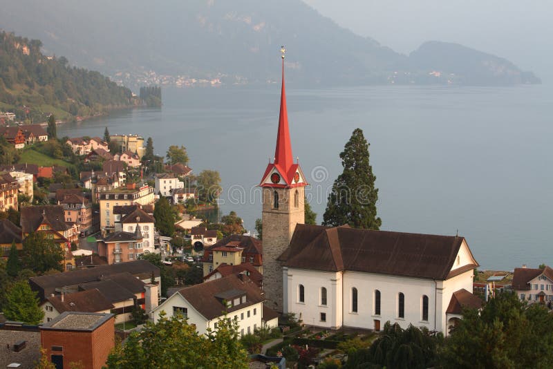 Lac switzerland - Weggis image stock. Image du horizontal - 21468107