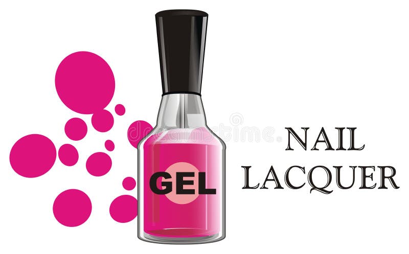 Laca Cor-de-rosa Do Prego Do Gel Com Pontos Ilustração Stock ...