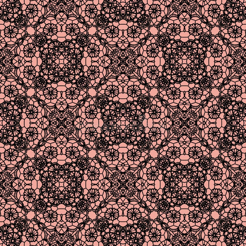 Lace Black Seamless Mesh Pattern. Stock Vector - Illustration of ...