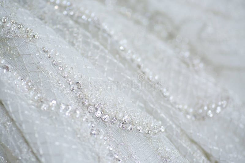 Lace and Embroidery with Beads on Fabric Stock Image - Image of cream ...