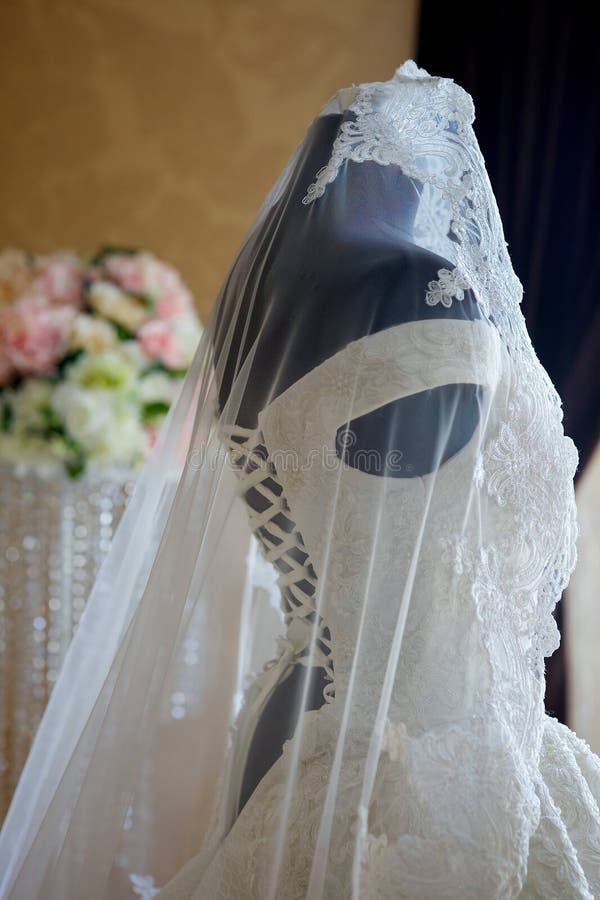 Lace and Embroidery on Fabric with Beads Wedding Dresses Stock Image ...