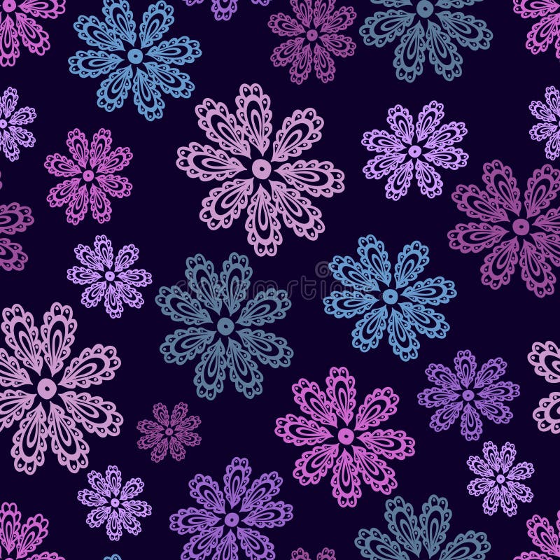 Lace Flowers Seamless Pattern Stock Illustration - Illustration of ...