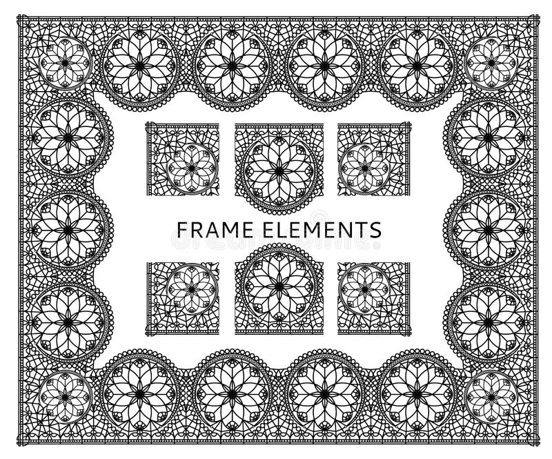 Lace frame elements stock vector. Illustration of fabric - 71774395