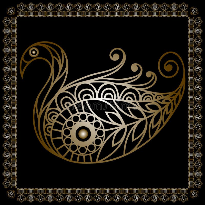 Lace Illustration with Swan Gold Stock Vector - Illustration of cover ...