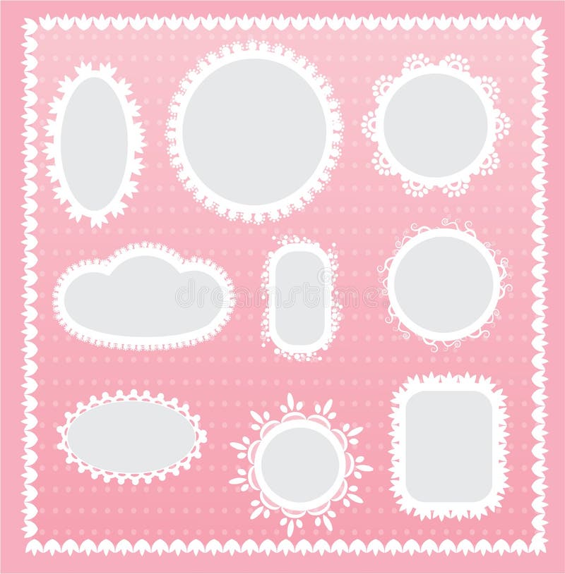 Set of Cute Cartoon Decorative Sewing Blank Frames. Shape Labels for ...