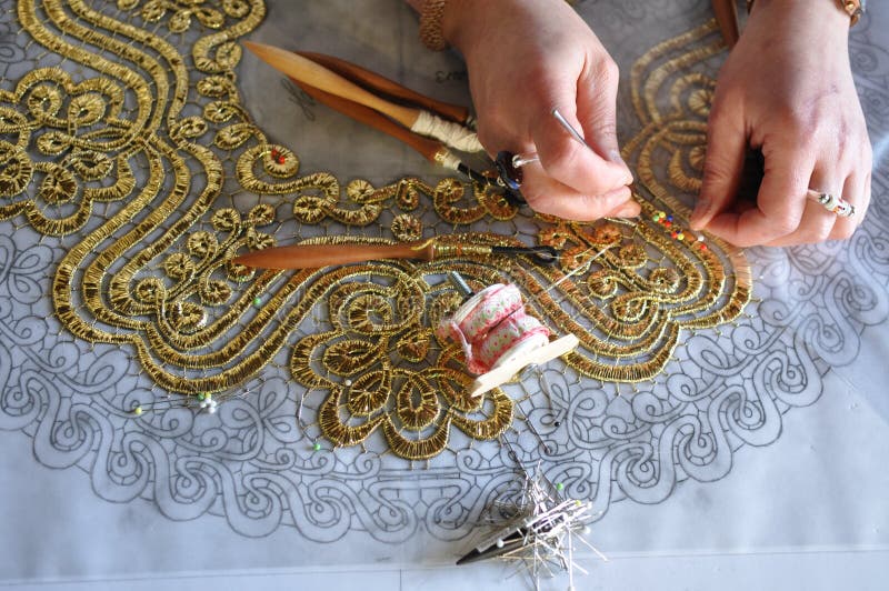 Lace making stock image. Image of making, white, cotton - 59515717