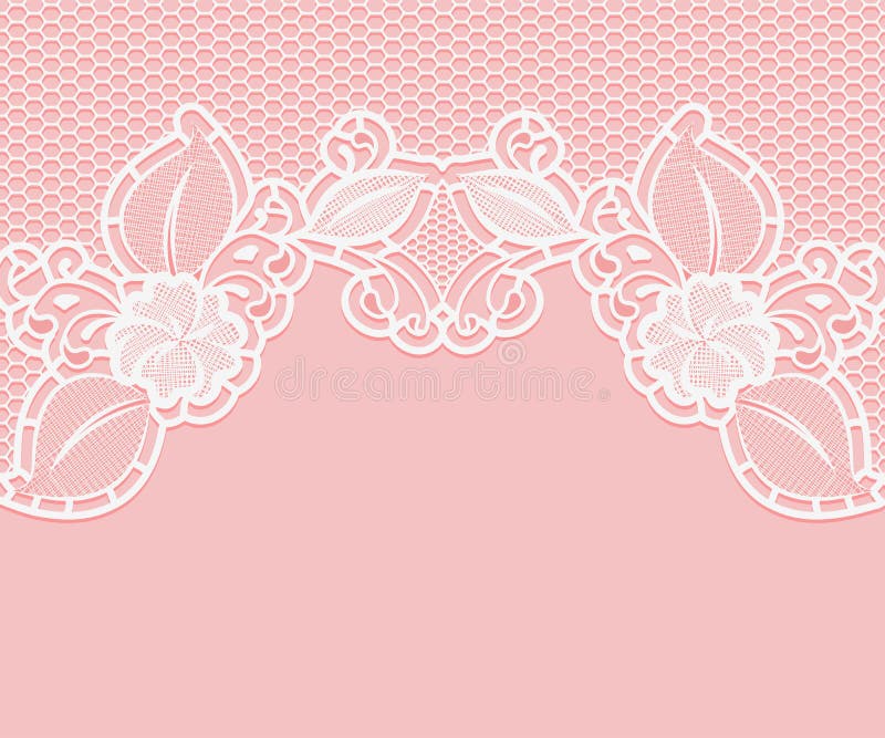 Lace Pattern on a Pink Background. White Flowers and Leaves with an ...