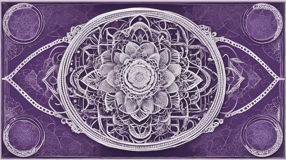 Lace Pattern _A White Dotwork Geometry Illustration with a Realistic ...