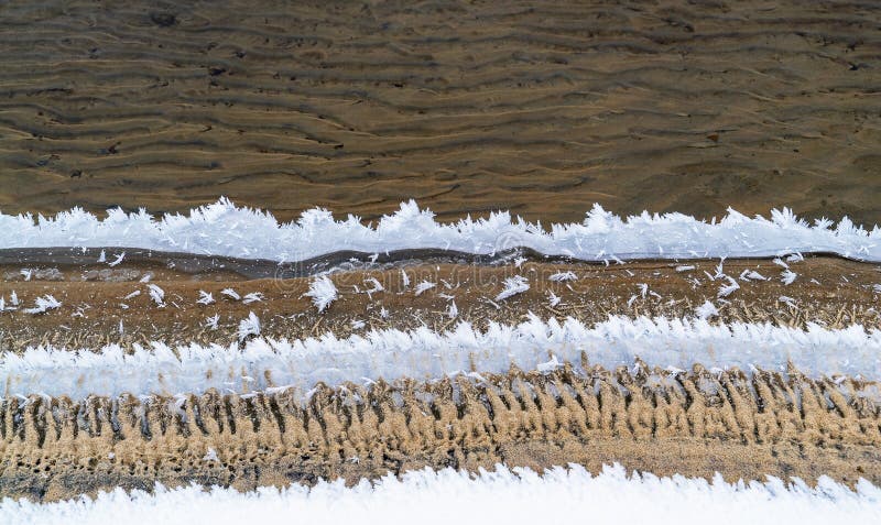 Lace Patterns of the Frozen Water Edge on the Pond. Stock Photo - Image ...