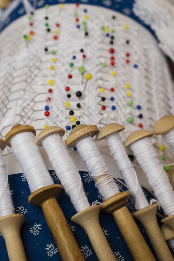 Lace pillow work stock photo. Image of fashion, pattern - 96752250