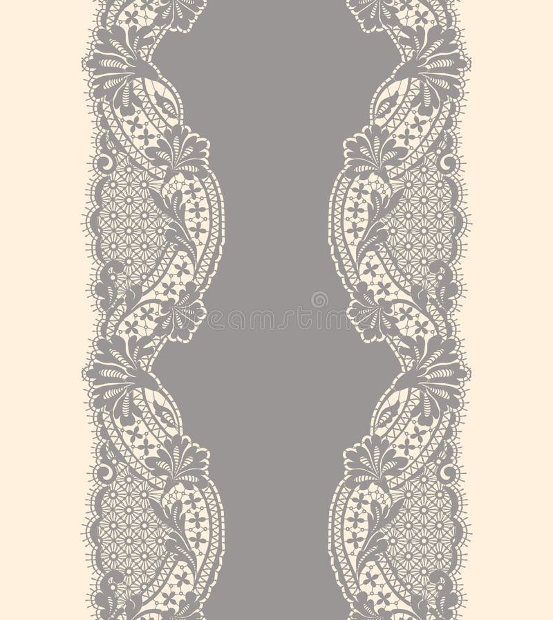 Gray Lace Ribbon Vertical Seamless Pattern. Stock Vector - Illustration ...