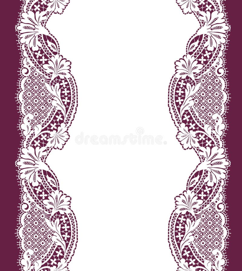 Lace Ribbon Vertical Seamless Pattern. Stock Vector - Illustration of ...