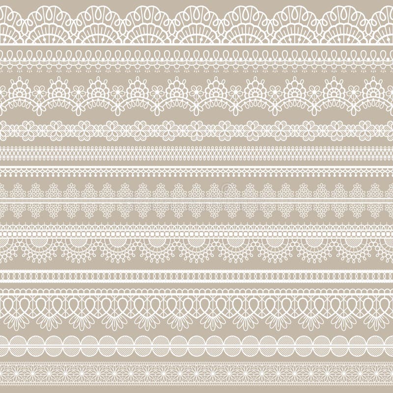 Lace Seamless Border. White Cotton Lace Strips, Embroidered Decorative ...