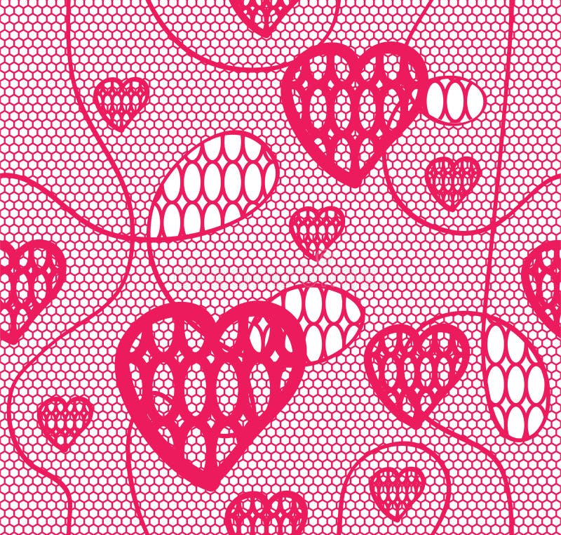 Seamless Pattern With Lace Hearts Stock Vector - Illustration of decor ...