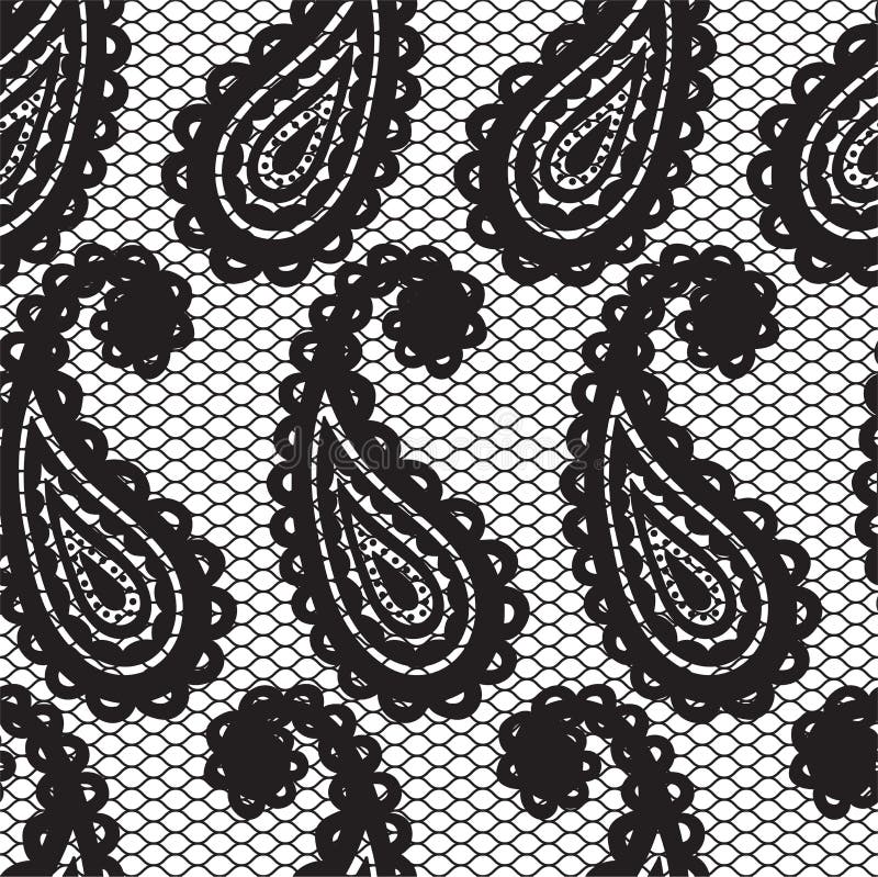 Lace Seamless Pattern with Paisley Stock Illustration - Illustration of ...