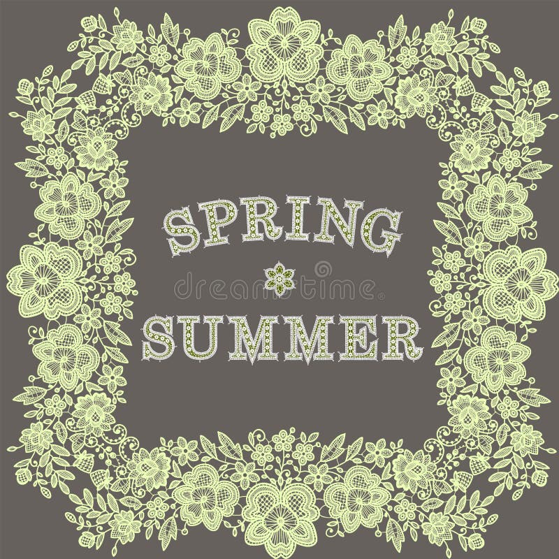 Lace Text. Lace Square Frame. Stock Vector - Illustration of back, card ...