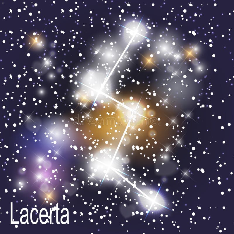 Lacerta Constellation. Bright Yellow Stars in the Night Sky. a Cluster ...