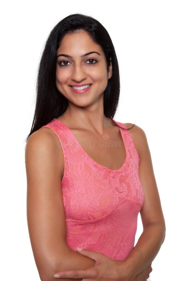 Lachende Turkse Vrouw in Een Gestreept Shirt Die Een Duim Omhoog Steekt ...