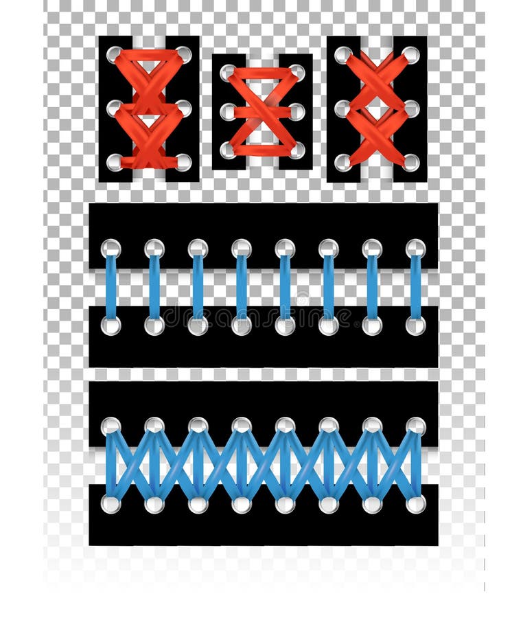 Lacing Set with Different Styles and Colors for Print. Vector ...