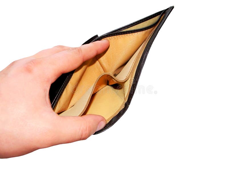 Wallet with No Money Inside Stock Image - Image of fingers, money: 9801495