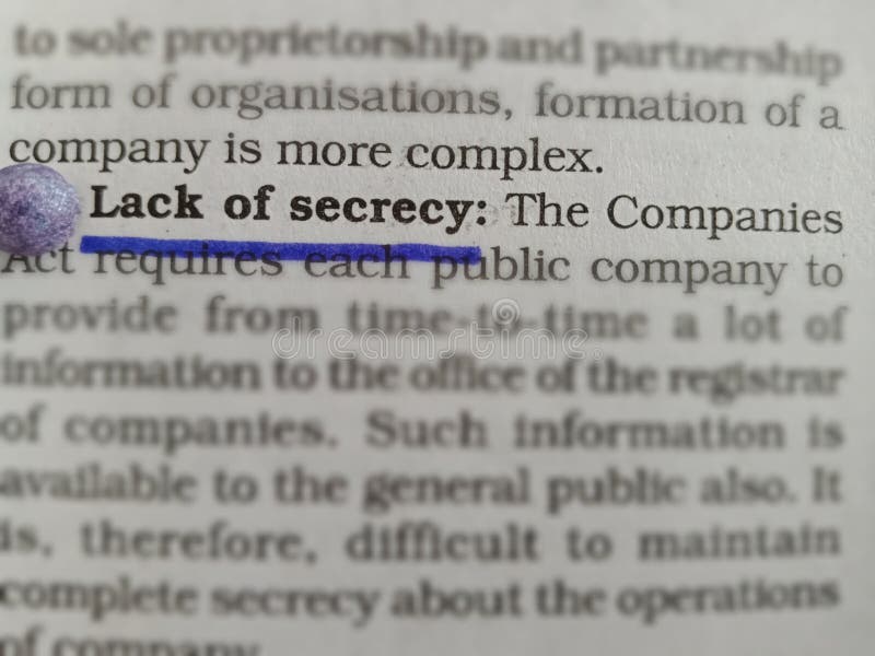 Lack of Secrecy Word Presented on Underline Text Pattern in White ...